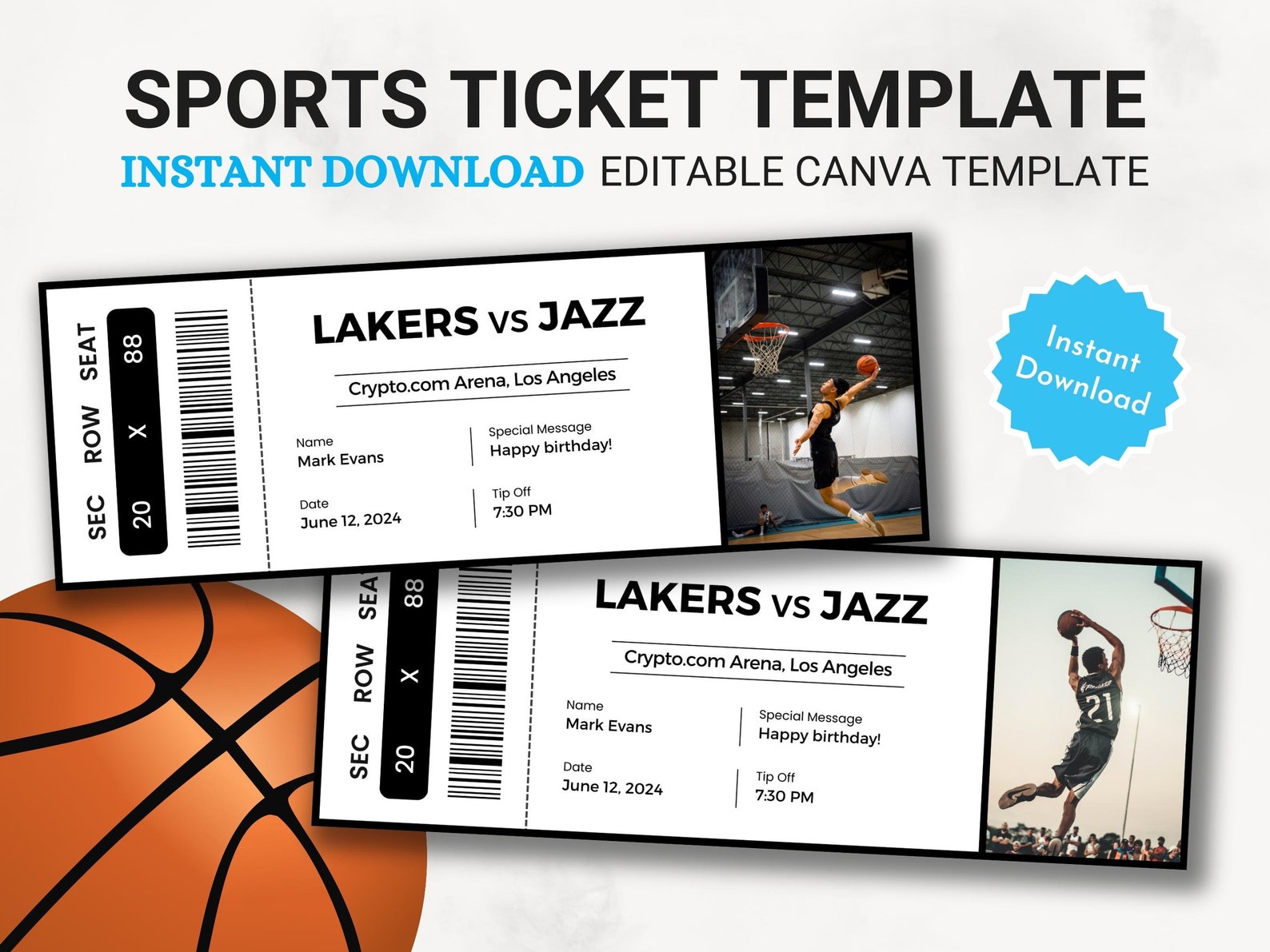 Editable Sports Ticket Template, DIY Sporting Ticket, Custom Sports ...