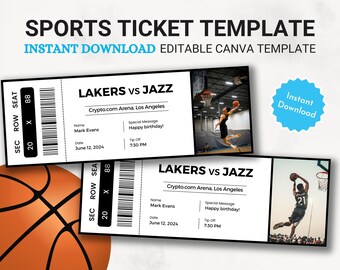 Editable Sports Ticket Template, DIY Sporting Ticket, Custom Sports Ticket Gift, Surprise ...