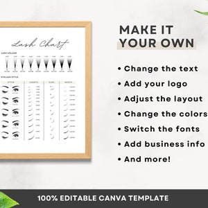 Digital Lash Chart Guide, Printable Lash Poster, Eyelash Extension ...