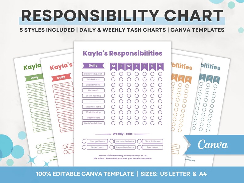 Editable Reward Chart for Kids Fun Chore Chart Planner DIY - Etsy