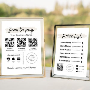 Editable Business Sign Template Bundle, Scan to Pay Sign, Social Media ...