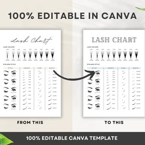 Digital Lash Chart Guide, Printable Lash Poster, Eyelash Extension ...