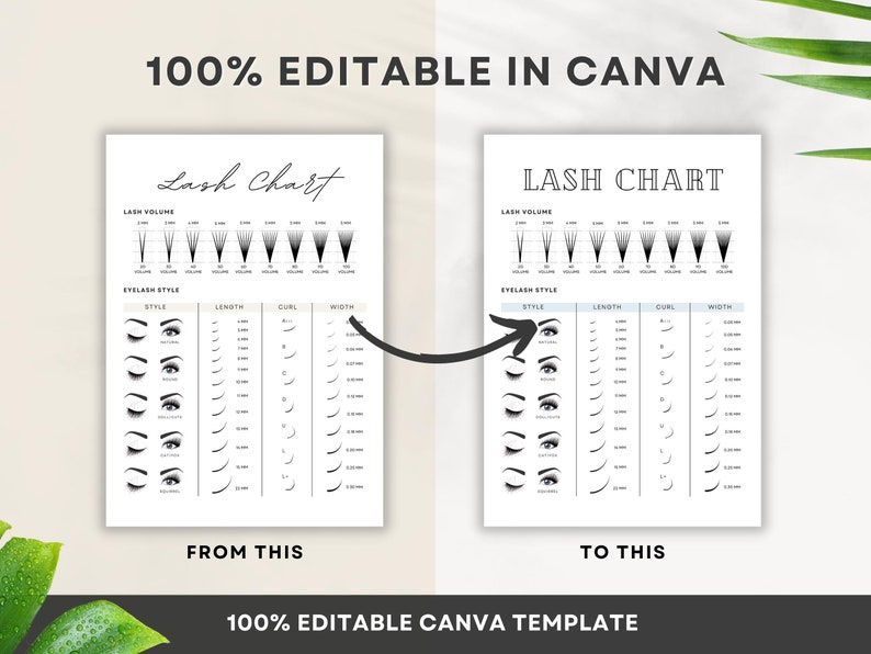 Printable Lash Chart Digital Eyelash Guide Eyelash Extension - Etsy Australia
