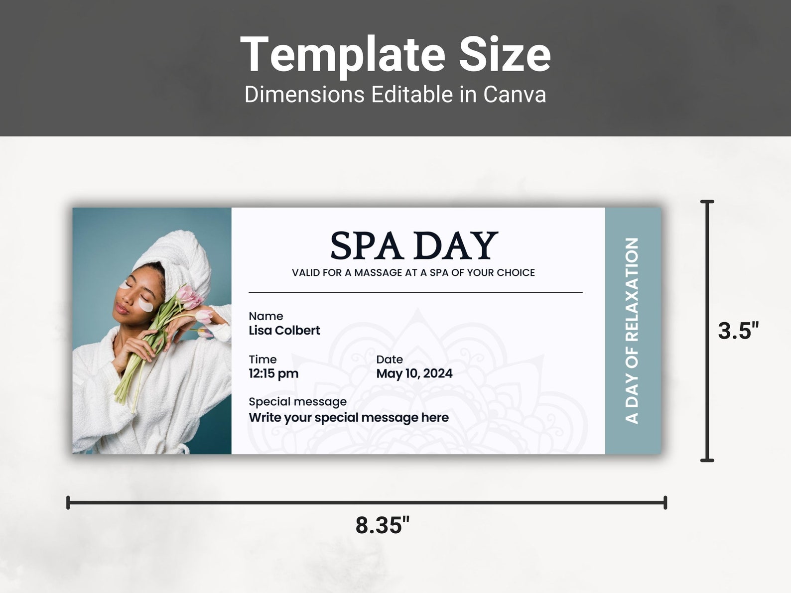 Editable Spa Day Voucher Personalized Massage Coupon Printable Gift ...