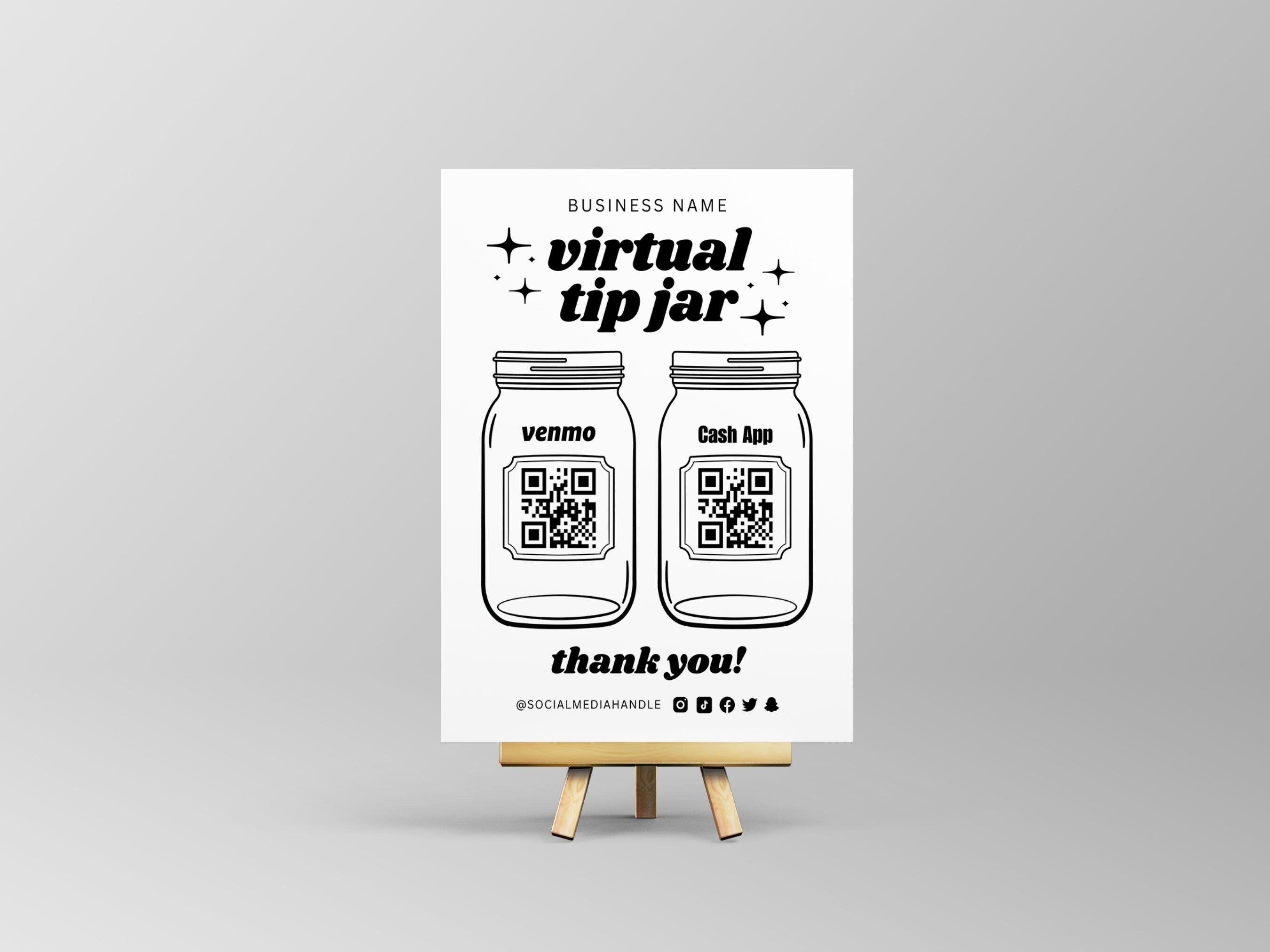 Printable Virtual Tip Jar Venmo Payment Sign Cash App QR Code - Etsy