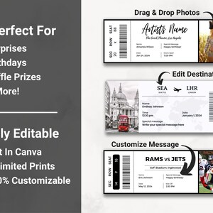 Editable Event Ticket Template Bundle, DIY Event Ticket, Custom Event Ticket Gift, Surprise ...