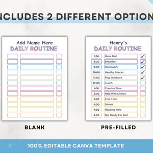 Editable Kids Chore Chart Planner, Reward Allowance Behavior ...