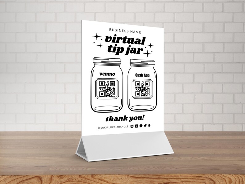 Editable Virtual Tip Jar Sign Template Small Business Tips - Etsy