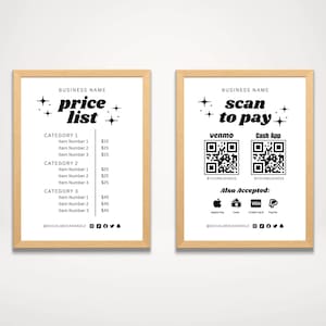 Printable Scan to Pay Sign, Price List Template, DIY QR Code Sign ...