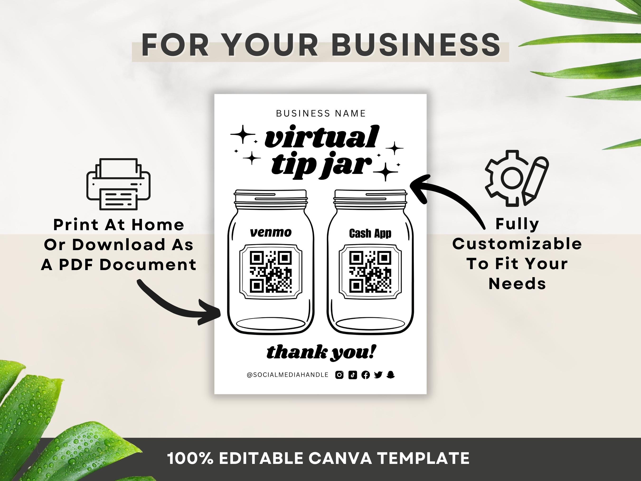 Printable Virtual Tip Jar Venmo Payment Sign QR Code Sign - Etsy