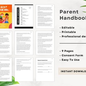 Daycare Handbook for Parents, Daycare Parent Handbook, Parent Handbook ...