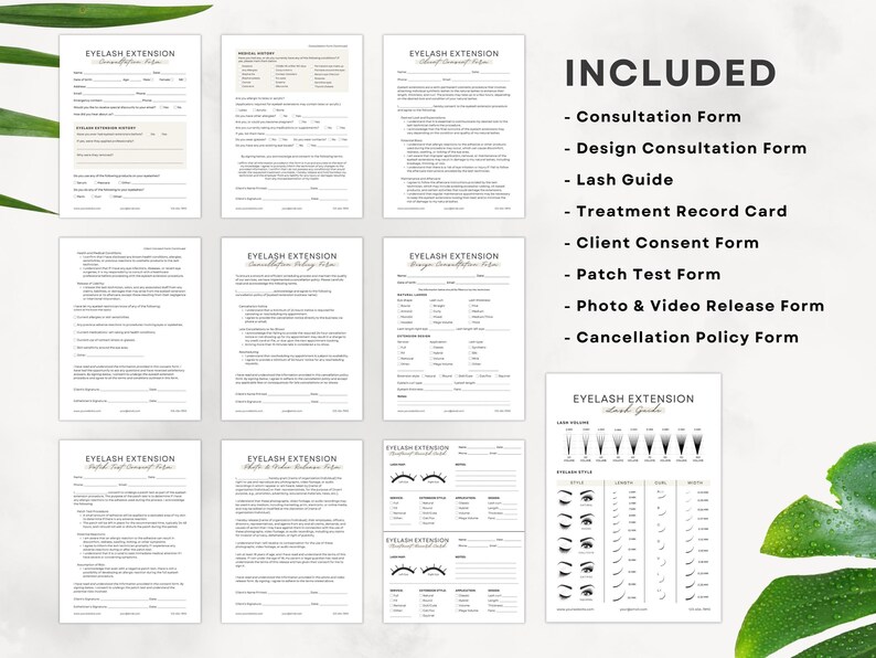 Eyelash Extension Forms, Editable Lash Consent Forms, Lash Tech ...