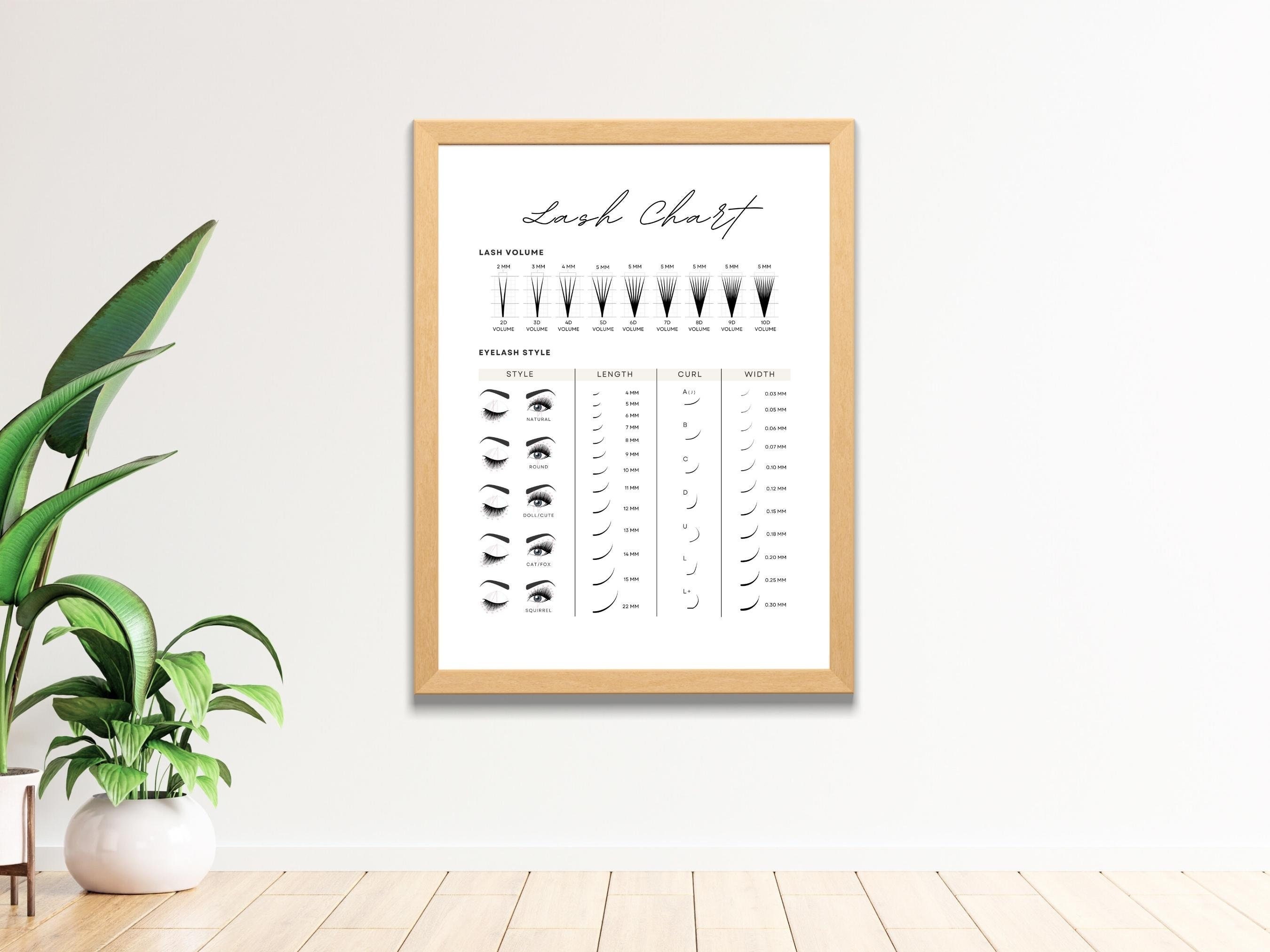 Printable Lash Chart Digital Eyelash Guide Eyelash Extension - Etsy