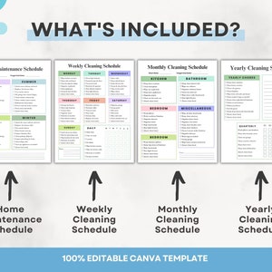 Cleaning Checklist Bundle, Editable Kids Chore Chart, Household ...