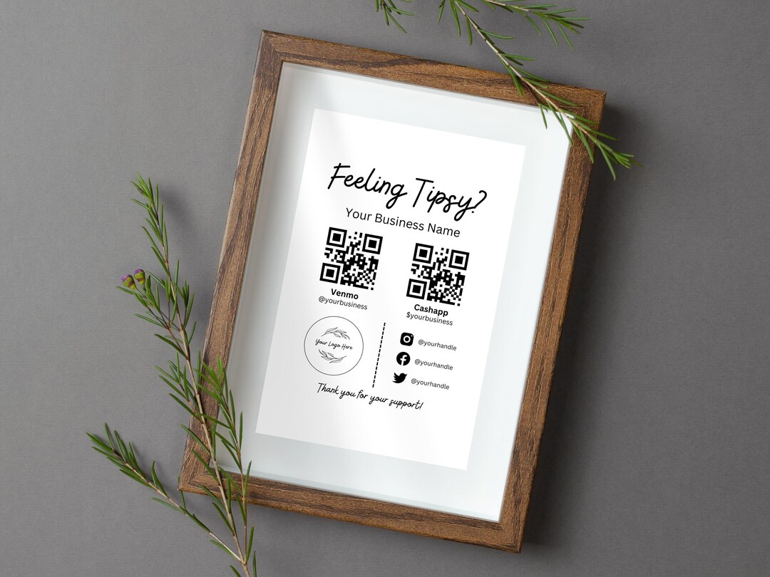 Printable Virtual Tip Jar, Venmo Payment Sign, Cashapp QR Code Sign ...