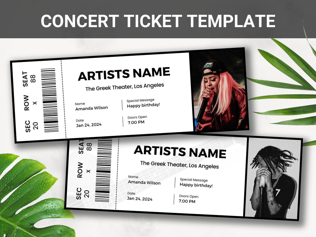 Editable Concert Ticket Template, DIY Event Ticket, Custom Concert ...