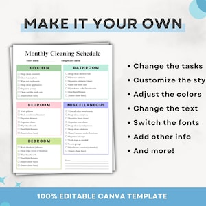 Cleaning Checklist Bundle, Editable Kids Chore Chart, Household ...