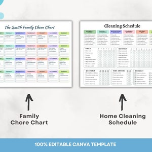 Cleaning Checklist Bundle, Editable Kids Chore Chart, Household ...