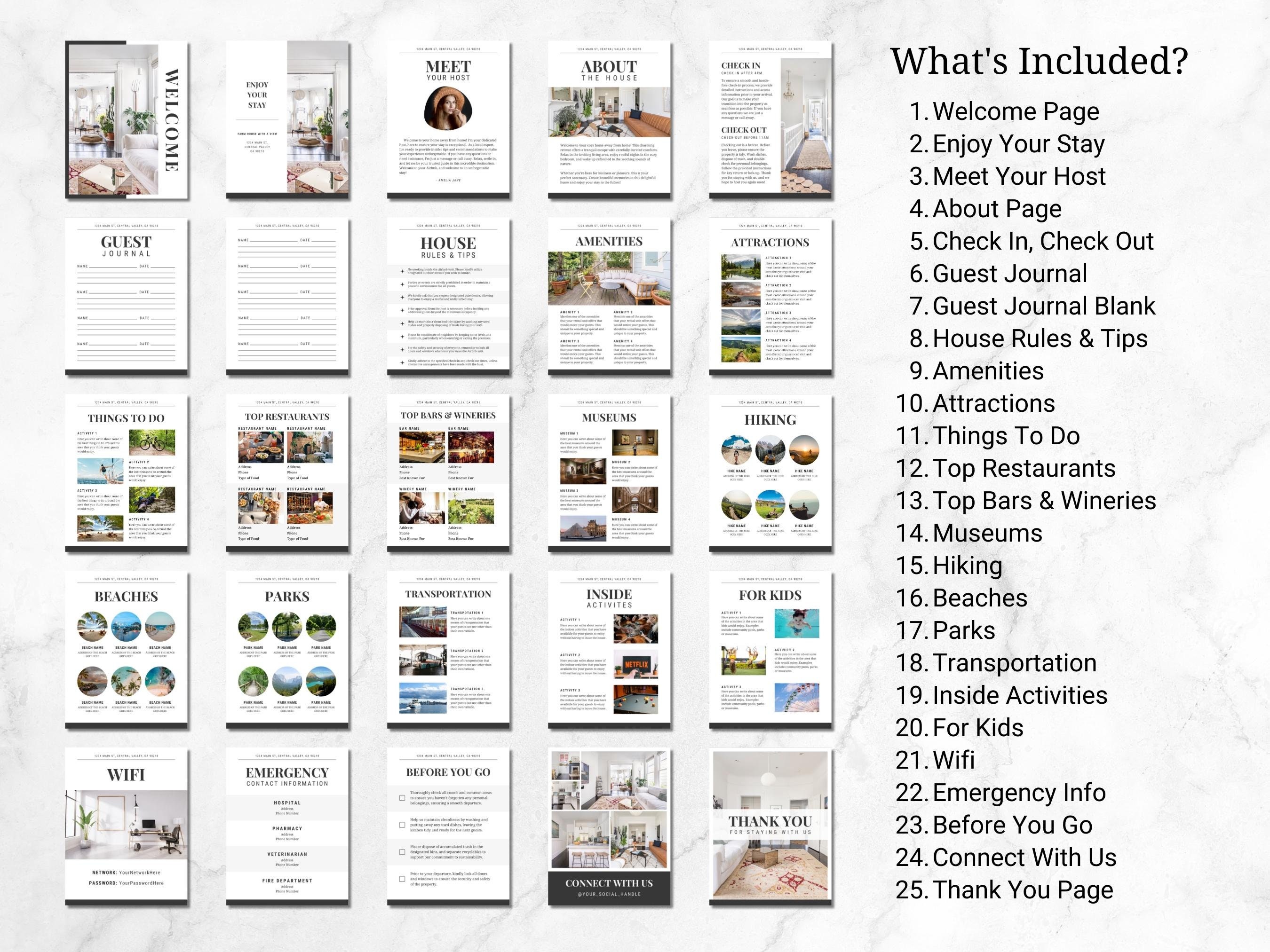 Airbnb Welcome Book Template Printable Airbnb Guidebook - Etsy
