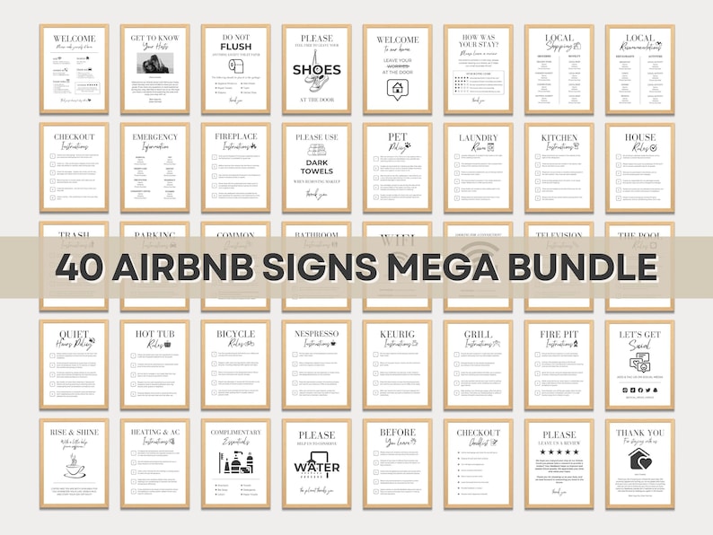 Airbnb Sign Bundle Template Airbnb Signage Signs for Rental Home Wifi ...