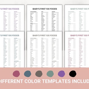 Baby Food Tracker Printable, Baby's First Food Checklist, Solids ...