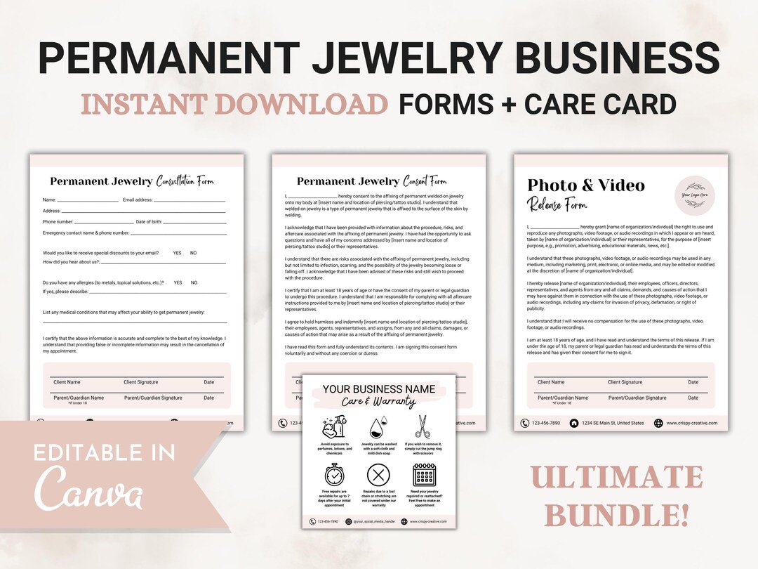 Permanent Jewelry Business Starter Kit, Permanent Jewelry Warranty Care ...