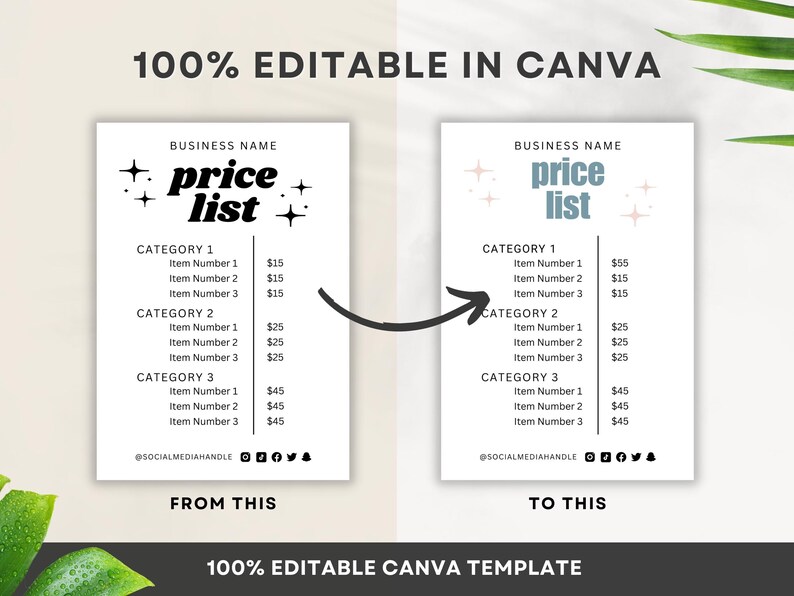 Printable Price List Small Business Payment Sign List - Etsy