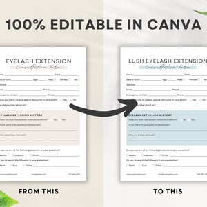 Eyelash Extension Forms, Editable Lash Consent Forms, Lash Tech ...