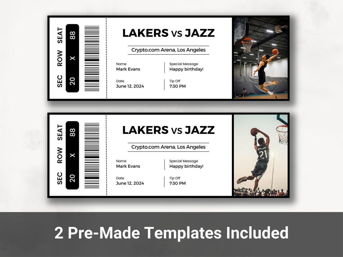 Editable Sports Ticket Template, DIY Sporting Ticket, Custom Sports ...