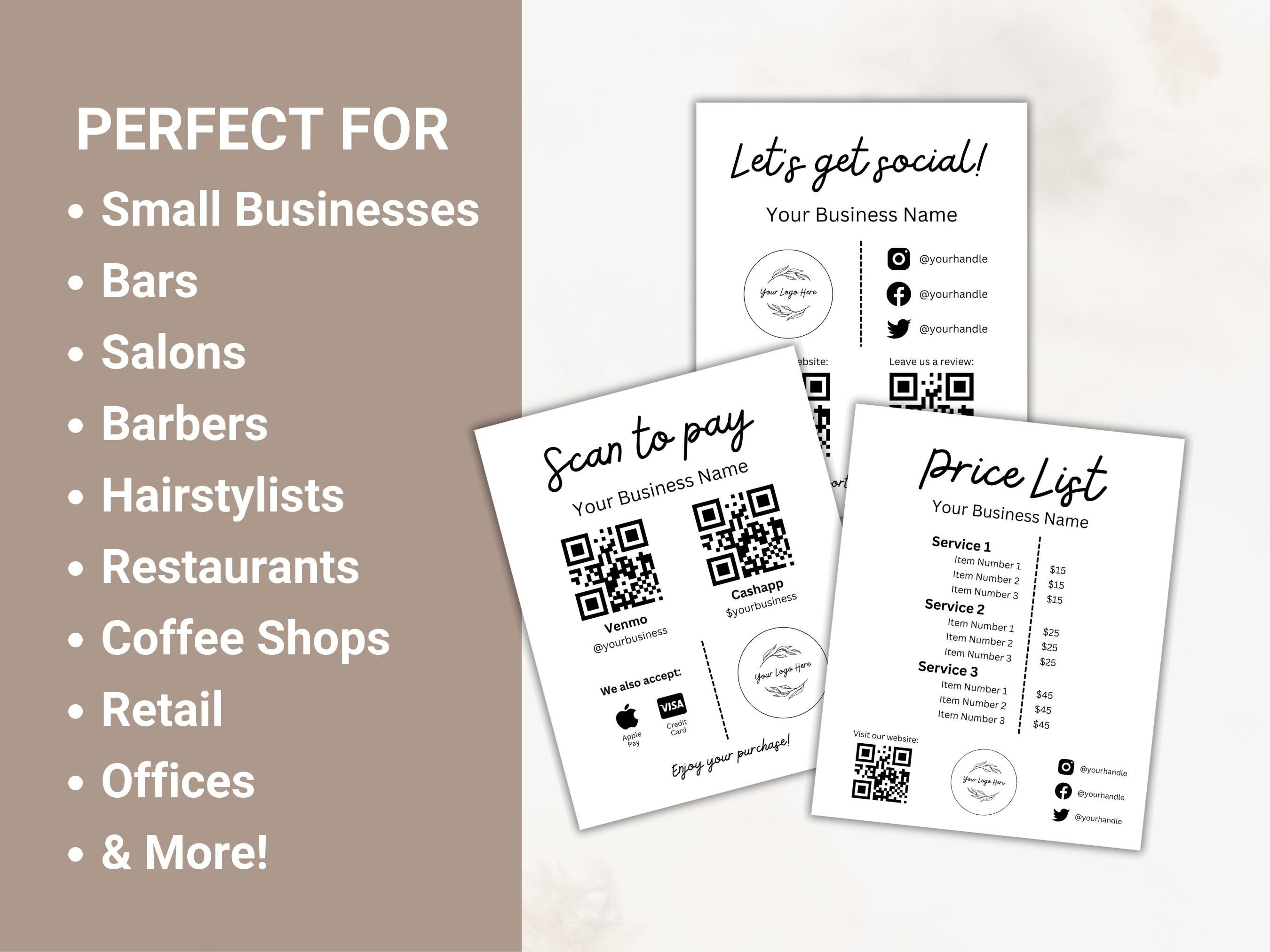 Small Business Social Media Sign Template Starter Kit, QR Code Sign ...