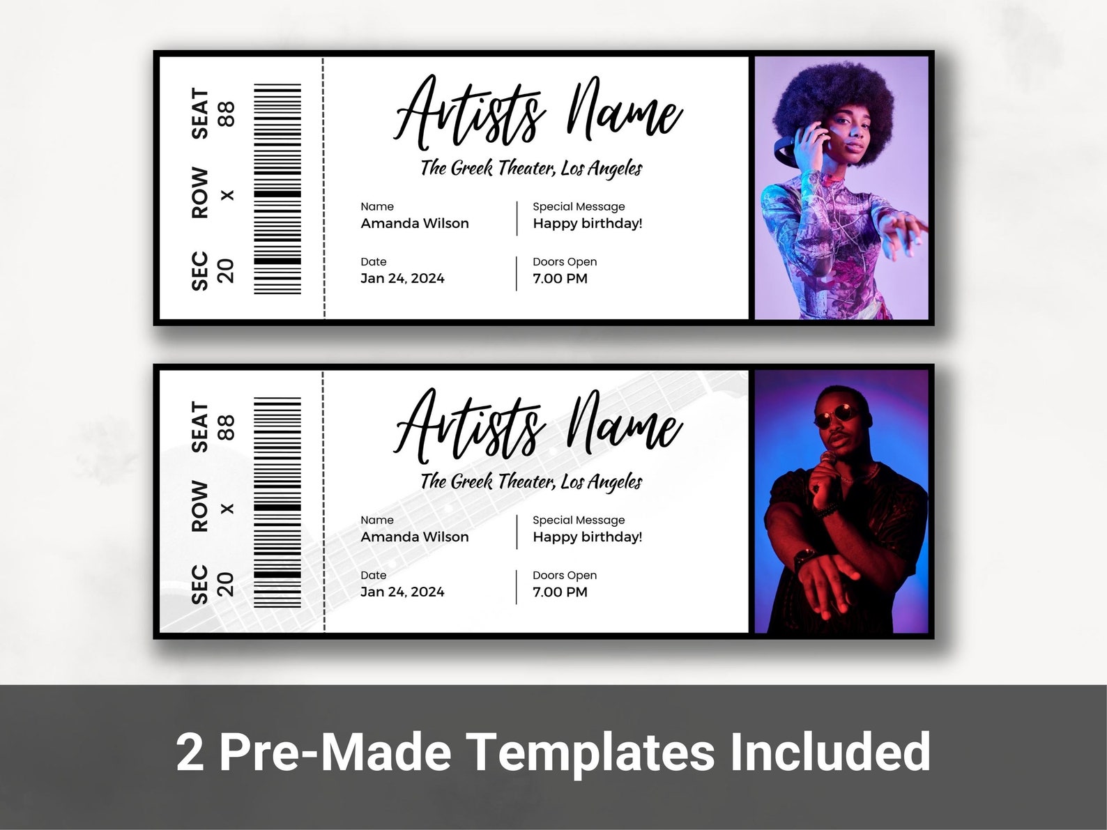 Editable Concert Ticket Template DIY Event Ticket Custom - Etsy