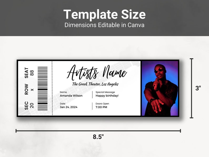 Editable Concert Ticket Template DIY Event Ticket Custom - Etsy