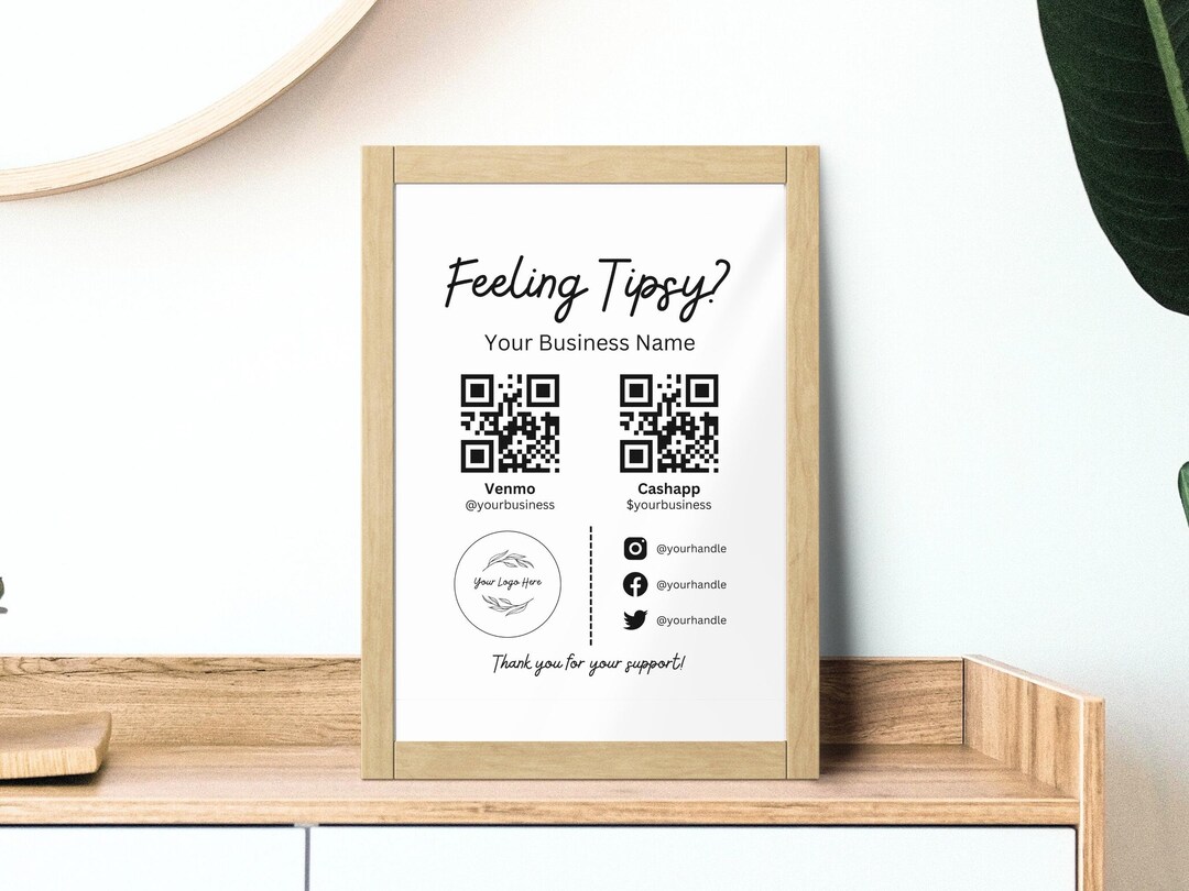 Printable Virtual Tip Jar, Venmo Payment Sign, Cashapp QR Code Sign ...