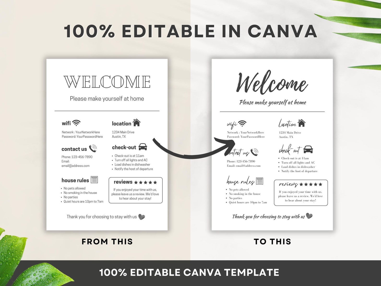 Editable Welcome Sign for Airbnb Hosts, Vacation Rental Printable ...