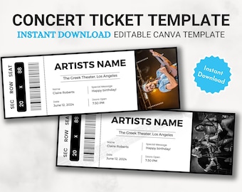 Editable Concert Ticket Template, DIY Event Ticket, Custom Concert Ticket Gift, Surprise ...