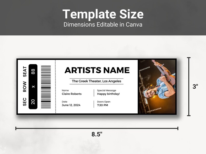 Editable Concert Ticket Template DIY Event Ticket Custom - Etsy Editable Concert Ticket Template DIY Event Ticket Custom - Etsy