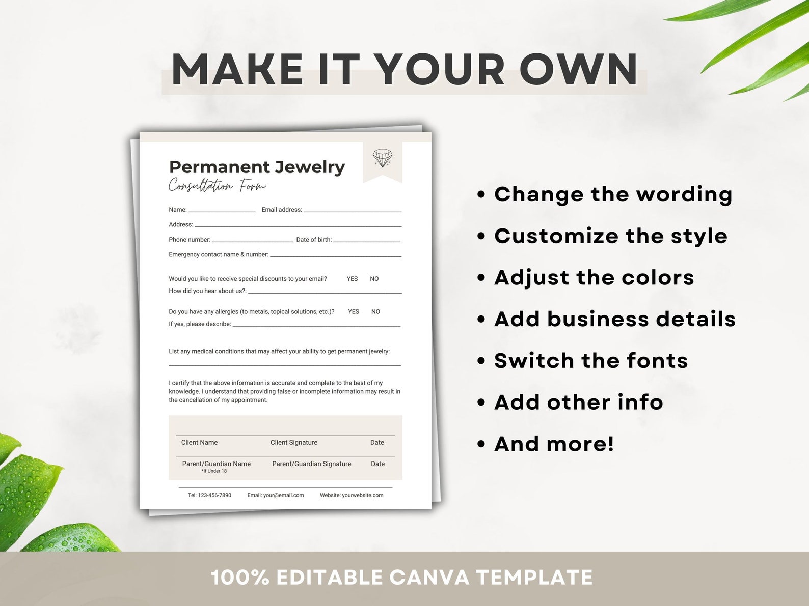 Permanent Jewelry Business Starter Kit, DIY Permanent Jewelry Consent ...