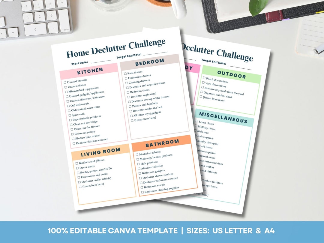 Declutter Checklist Template Editable Cleaning Schedule Declutter ...