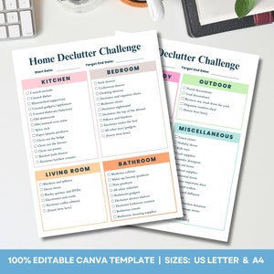 Declutter Checklist Template Editable Cleaning Schedule Declutter ...