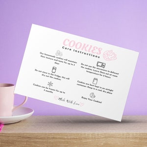 Editable Cookie Care Card Template, Cookie Business Care Card Template ...