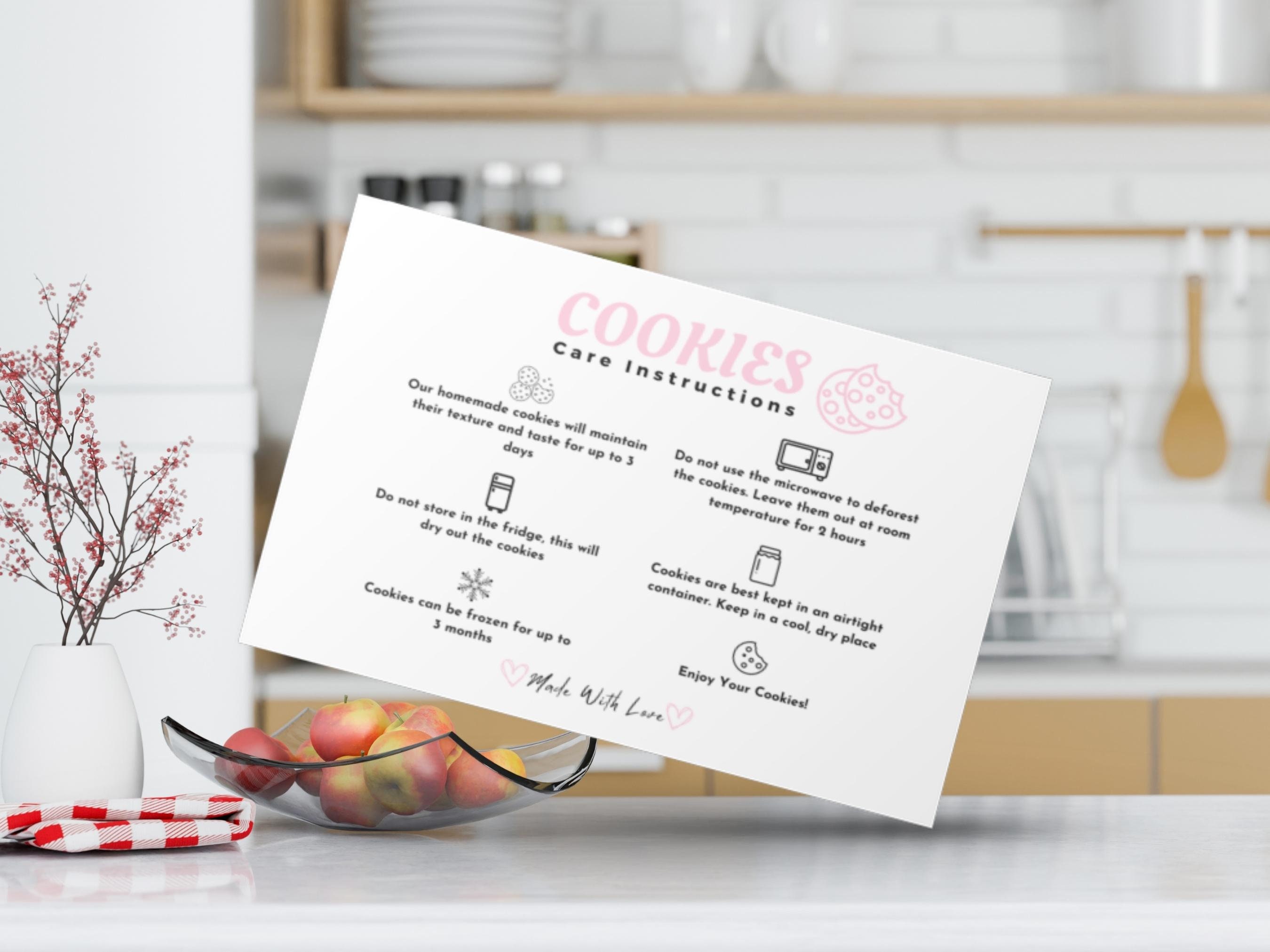 Editable Cookie Care Card Template, Cookie Business Care Card Template ...