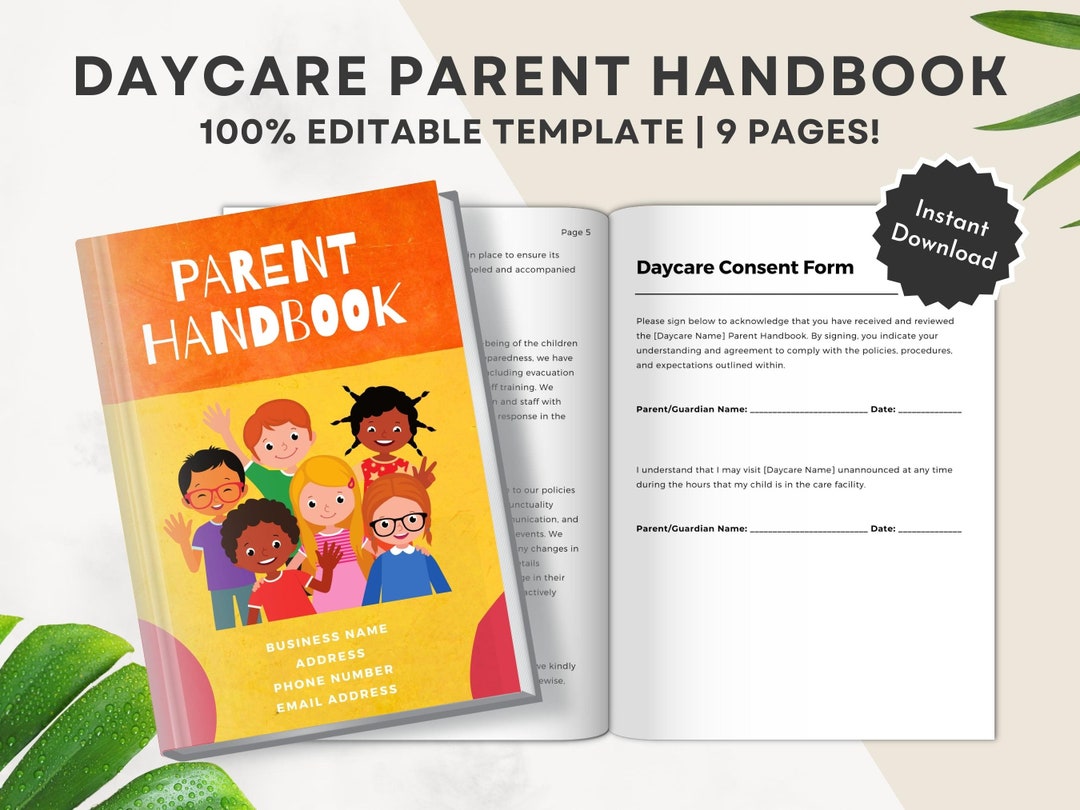 Daycare Handbook for Parents, Daycare Parent Handbook, Parent Handbook ...