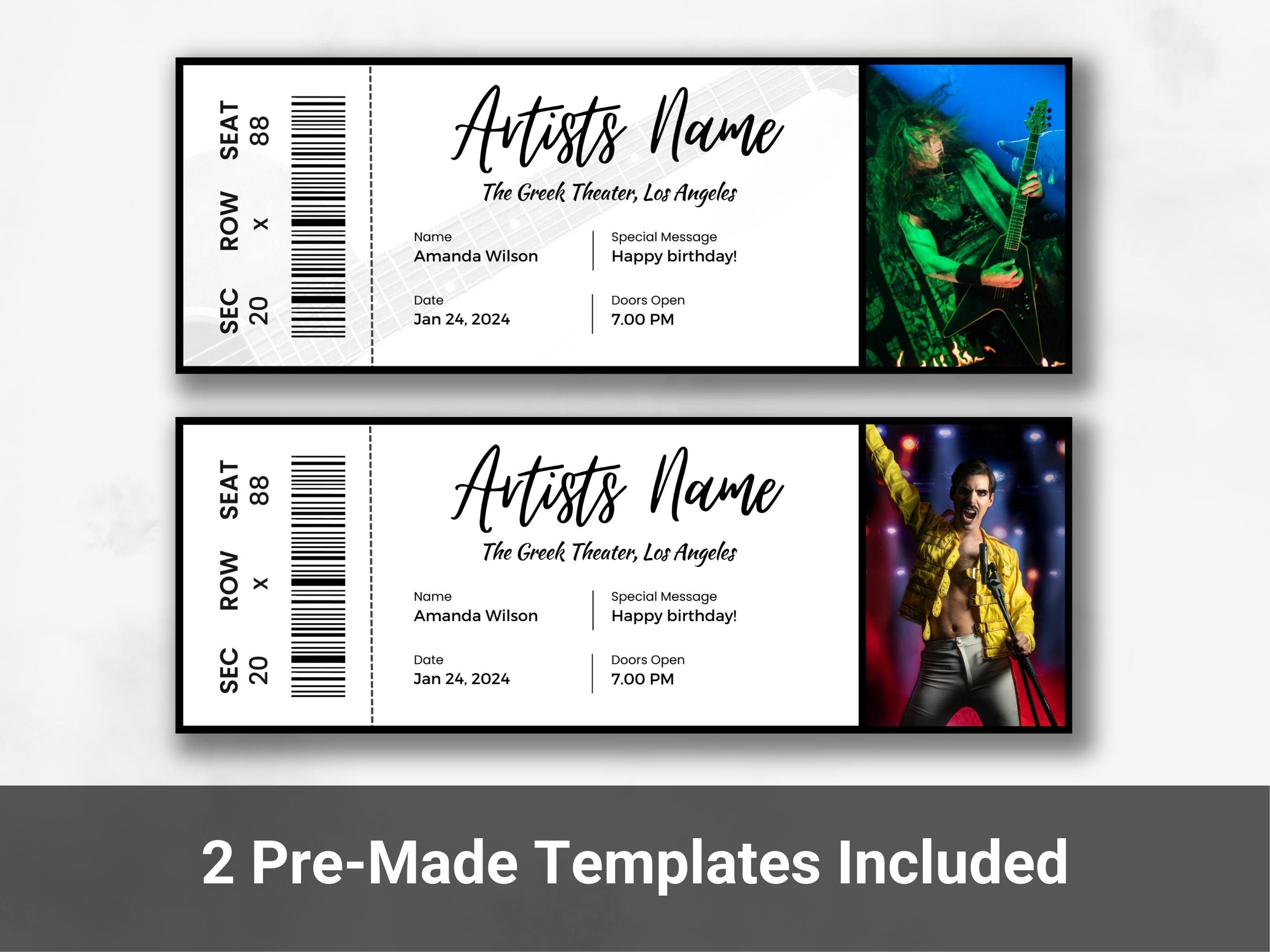 Editable Concert Ticket Template DIY Event Ticket Custom - Etsy