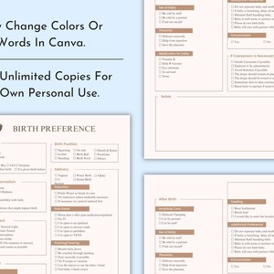 Editable Birth Plan Template, Pregnancy Baby Planner Printable Form ...