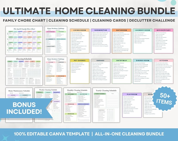 Editable Cleaning Schedule | Adult Chore Chart | Cleaning Planner ...
