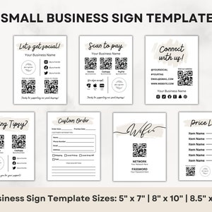 Editable Business Sign Template Bundle, Scan to Pay Sign, Social Media ...