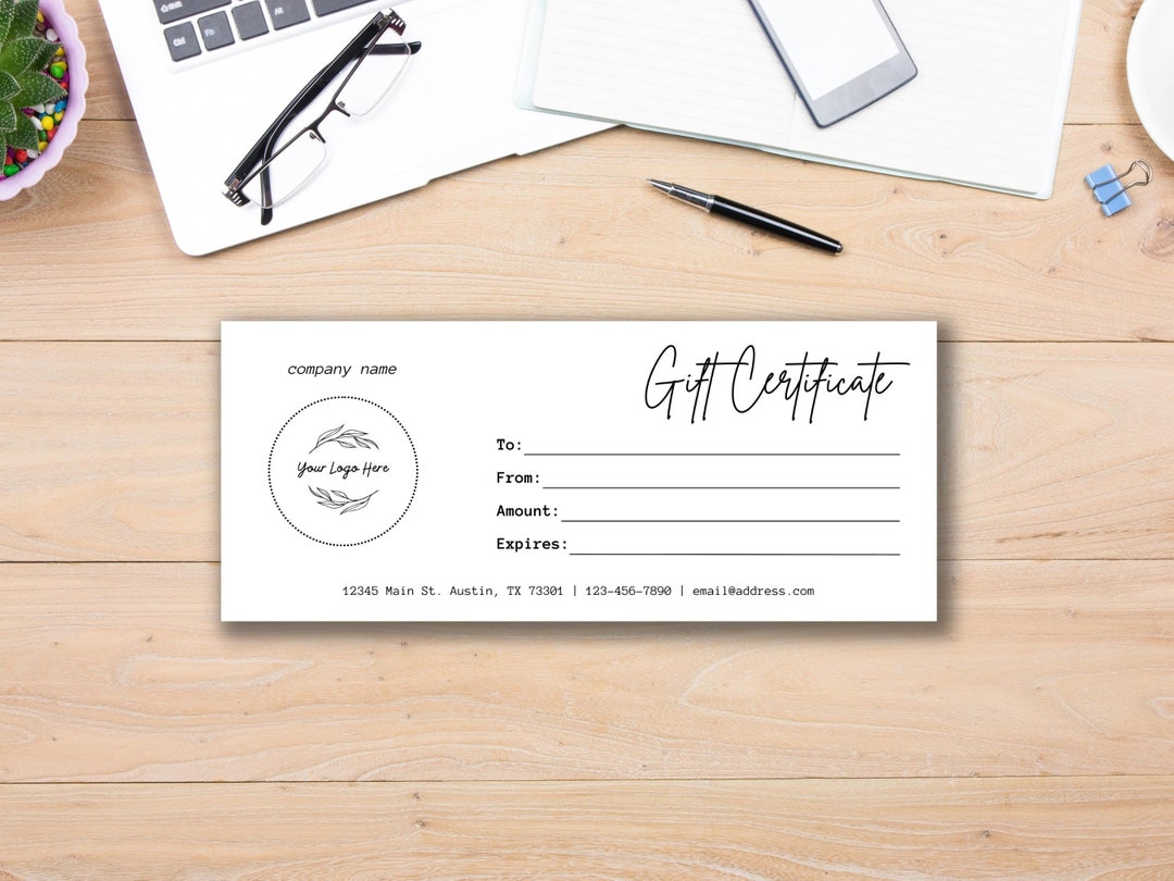 Editable Gift Certificate Template, Add Logo Gift Voucher, Minimal Gift ...