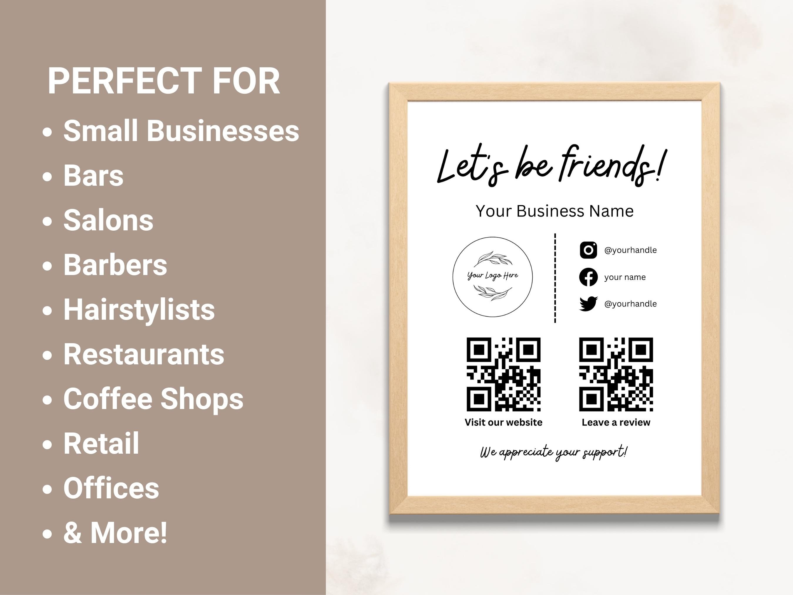 Small Business Social Media Sign Template, QR Code Sign, Instagram ...