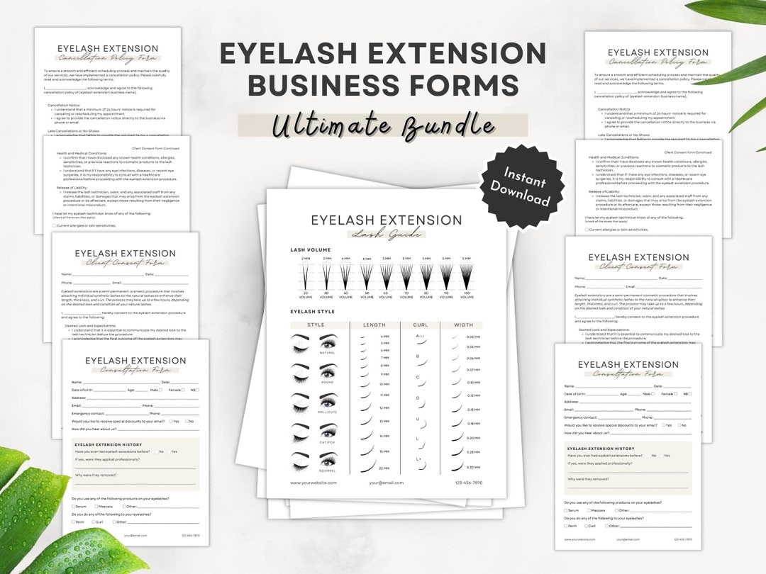 Eyelash Extension Forms, Editable Lash Consent Forms, Lash Tech ...