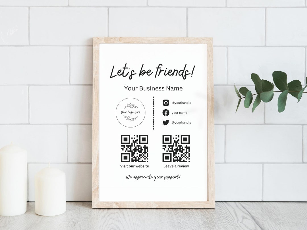 Small Business Social Media Sign Template, QR Code Sign, Instagram ...